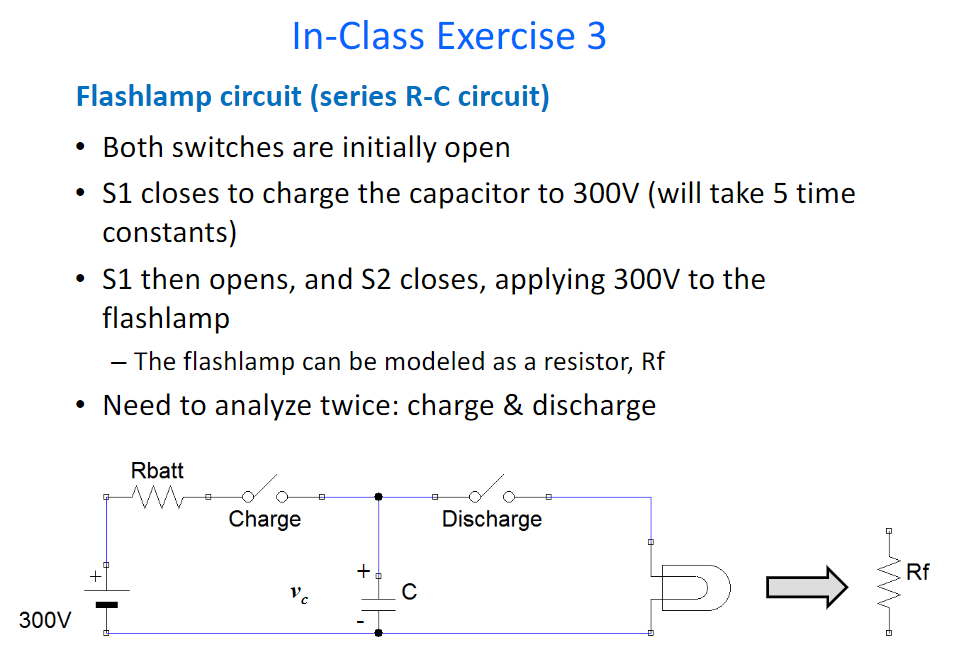 Solved In-Class Exercise 3 Flashlamp circuit (series R-C | Chegg.com