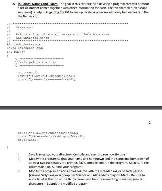 Solved 2. [5 Points] Names and Places: The goal in this | Chegg.com