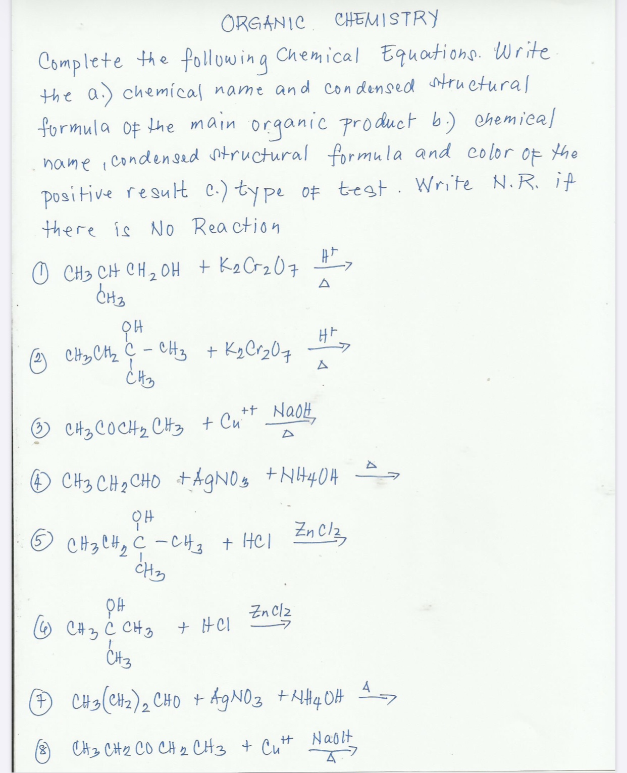 Organic Chemistry Formulae
