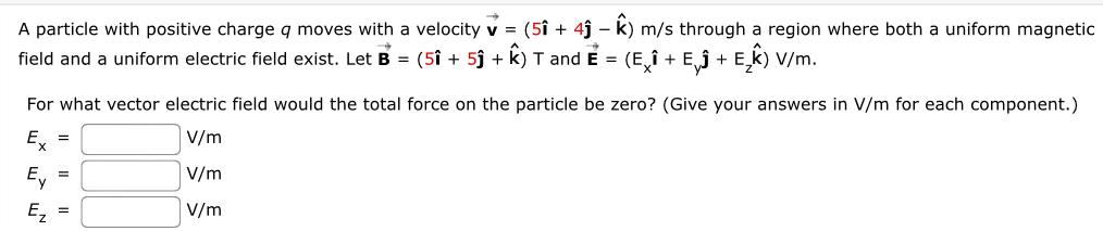 Solved A particle with positive charge q moves with a | Chegg.com