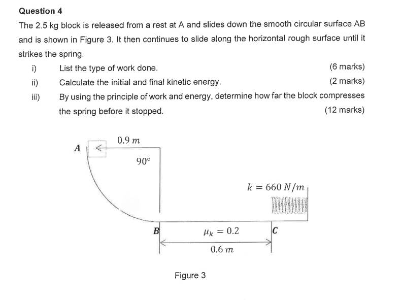 [Solved]: Question 4 The 2.5 kg block is released from a r