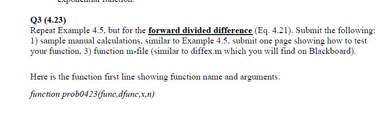 Q3 (4.23) Repeat Example 4.5, but for the forward | Chegg.com