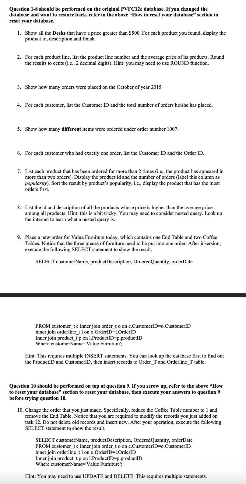 Solved Question 1-8 should be performed on the original | Chegg.com