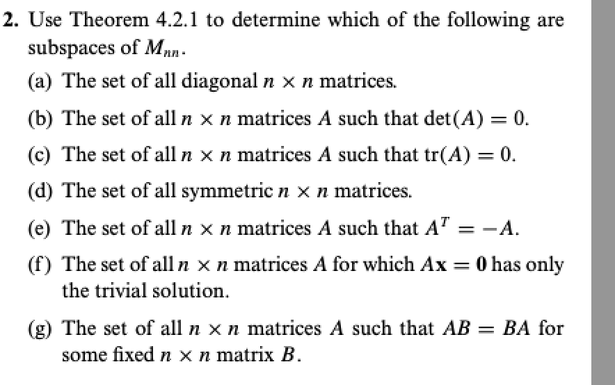 Solved THEOREM 4.2.1 If W is a set of one or more vectors in | Chegg.com