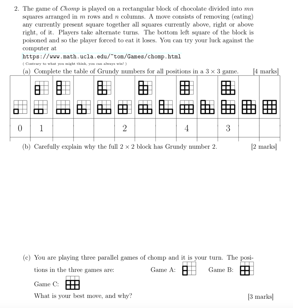 2. The game of Chomp is played on a rectangular block | Chegg.com