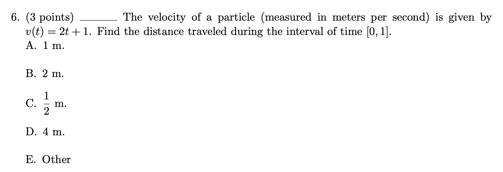 (3 ﻿points) ﻿The velocity of a particle (measured in | Chegg.com