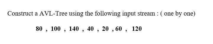 Solved Construct a AVL-Tree using the following input stream | Chegg.com