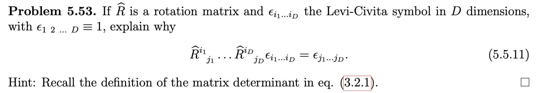 Solved Problem 5 53 If R Is A Rotation Matrix And ϵi1…id