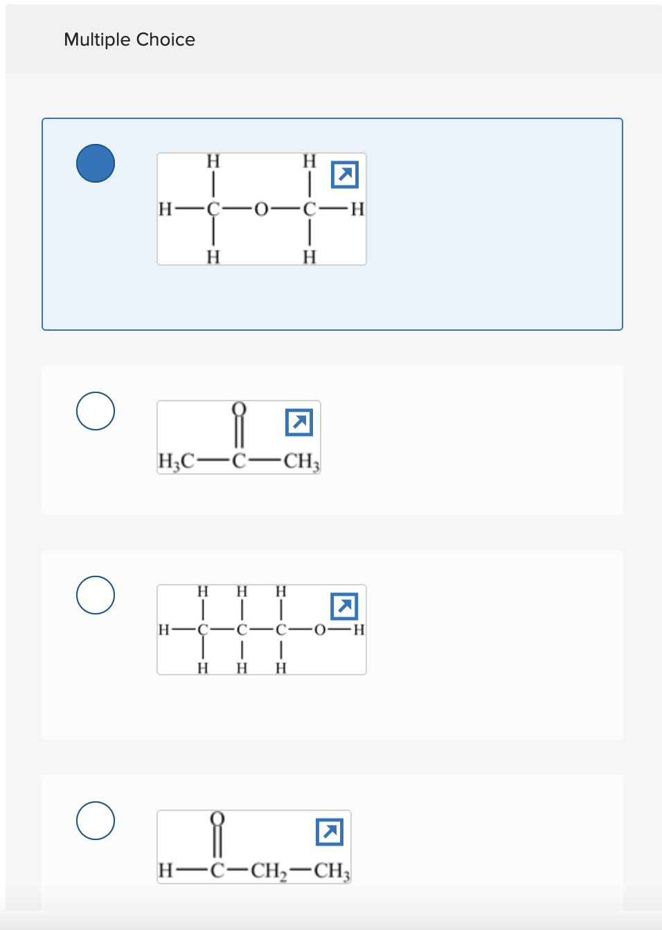 Solved Multiple Choice H H HC 0 C H H H i H3C—C—CH3 H H H | Chegg.com