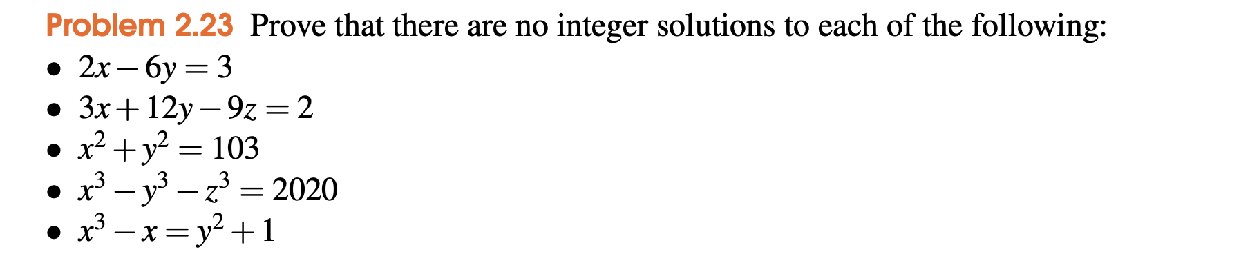 Solved Problem 2.23 Prove that there are no integer | Chegg.com