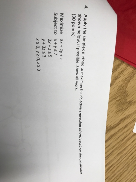 Solved 4. Apply the simplex method to maximize the objective | Chegg.com