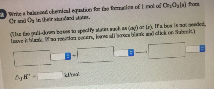 Solved Write a balanced chemical equation for the formation | Chegg.com