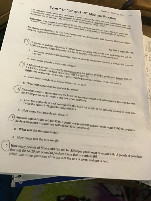 Solved Type 1. 2." and "3" Mixture Puzzles the courect box | Chegg.com