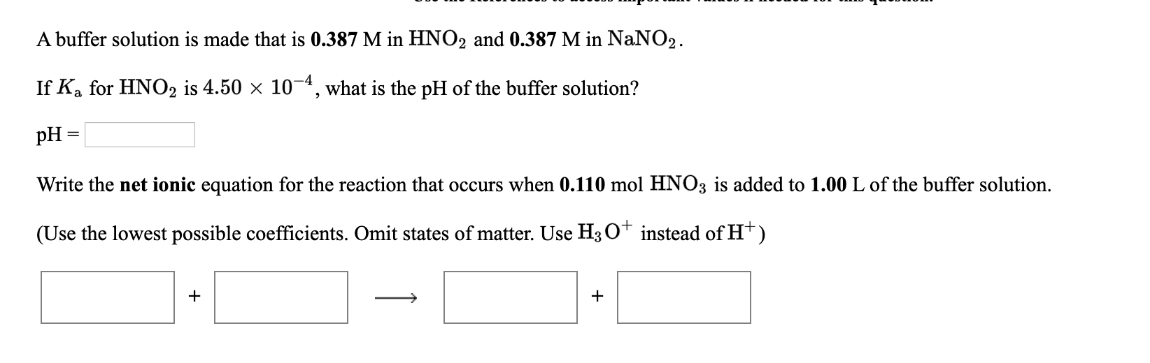 Solved A buffer solution is made that is 0.387 M in HNO2 and | Chegg.com