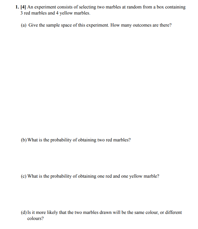 Solved 1. [4] An experiment consists of selecting two | Chegg.com