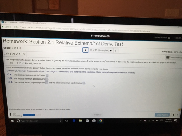Solved The temperature of a person during a certain illness | Chegg.com