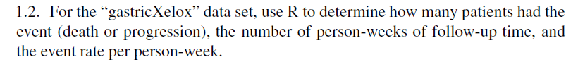 Solved 1.2. For the “gastric Xelox” data set, use R to | Chegg.com
