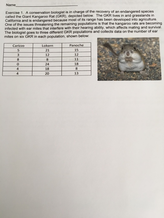Solved Name- Exercise 1. A conservation biologist is in | Chegg.com