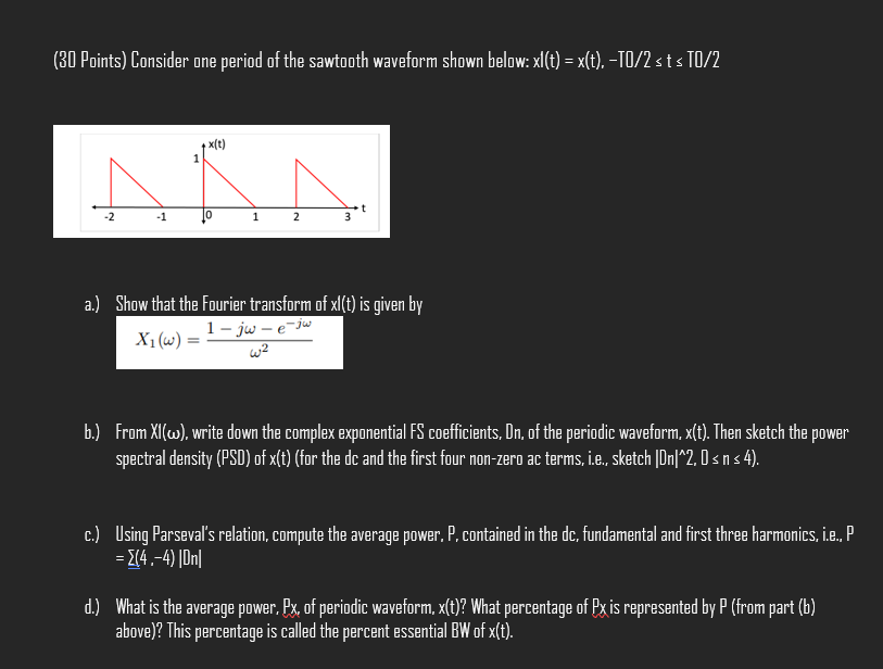 Solved 30 Points Consider One Period Of The Sawtooth