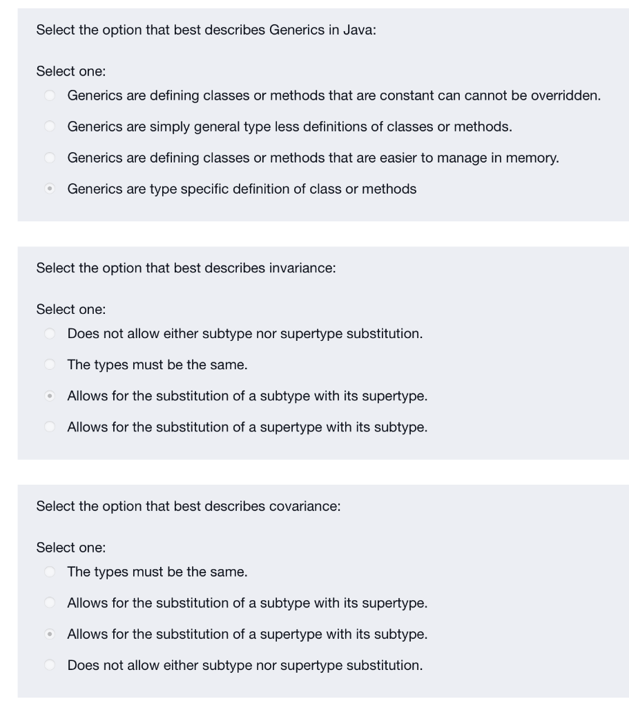 Solved Select the option that best describes Generics in | Chegg.com