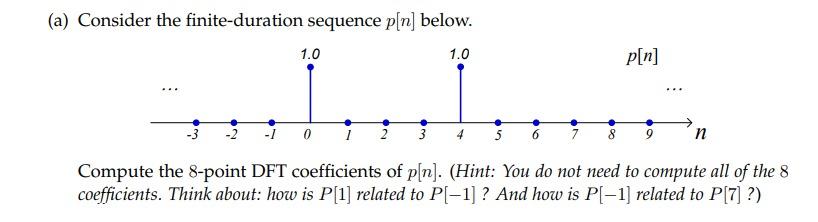 Solved (a) Consider the finite-duration sequence p[n] below. | Chegg.com