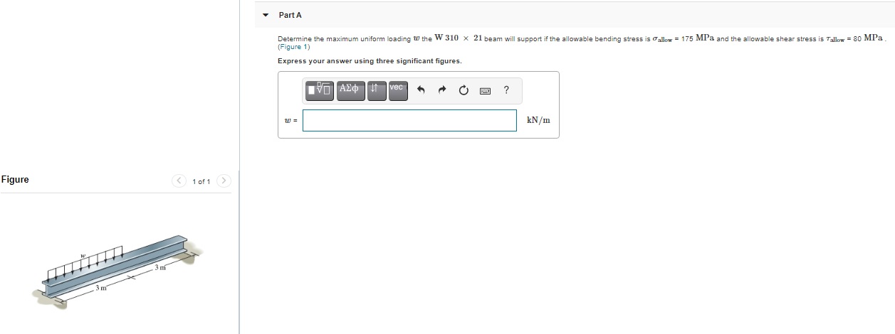 Solved Part A Determine the maximum uniform loading the W | Chegg.com
