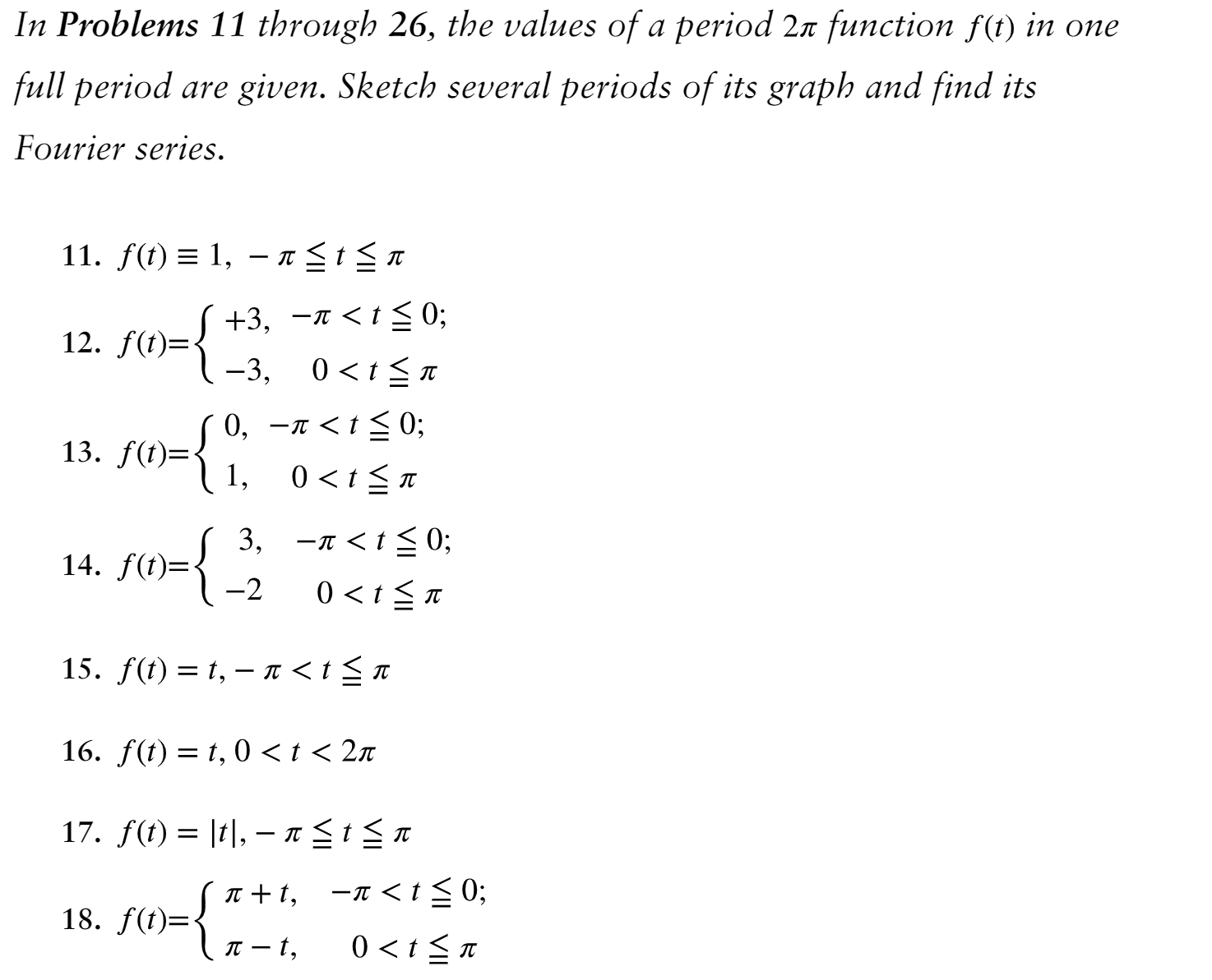 Solved In Problems 11 through 26, the values of a period 2π | Chegg.com