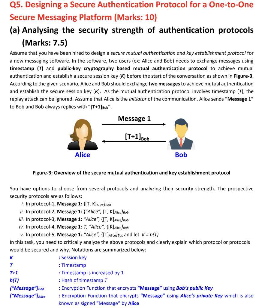 Solved Q5 Designing A Secure Authentication Protocol For A 1100