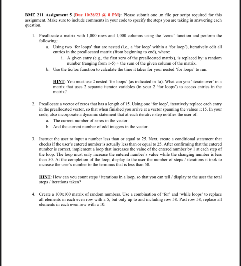 Solved BME 211 Assignment 5 (Due 10/28/23 @ 8 PM): Please | Chegg.com