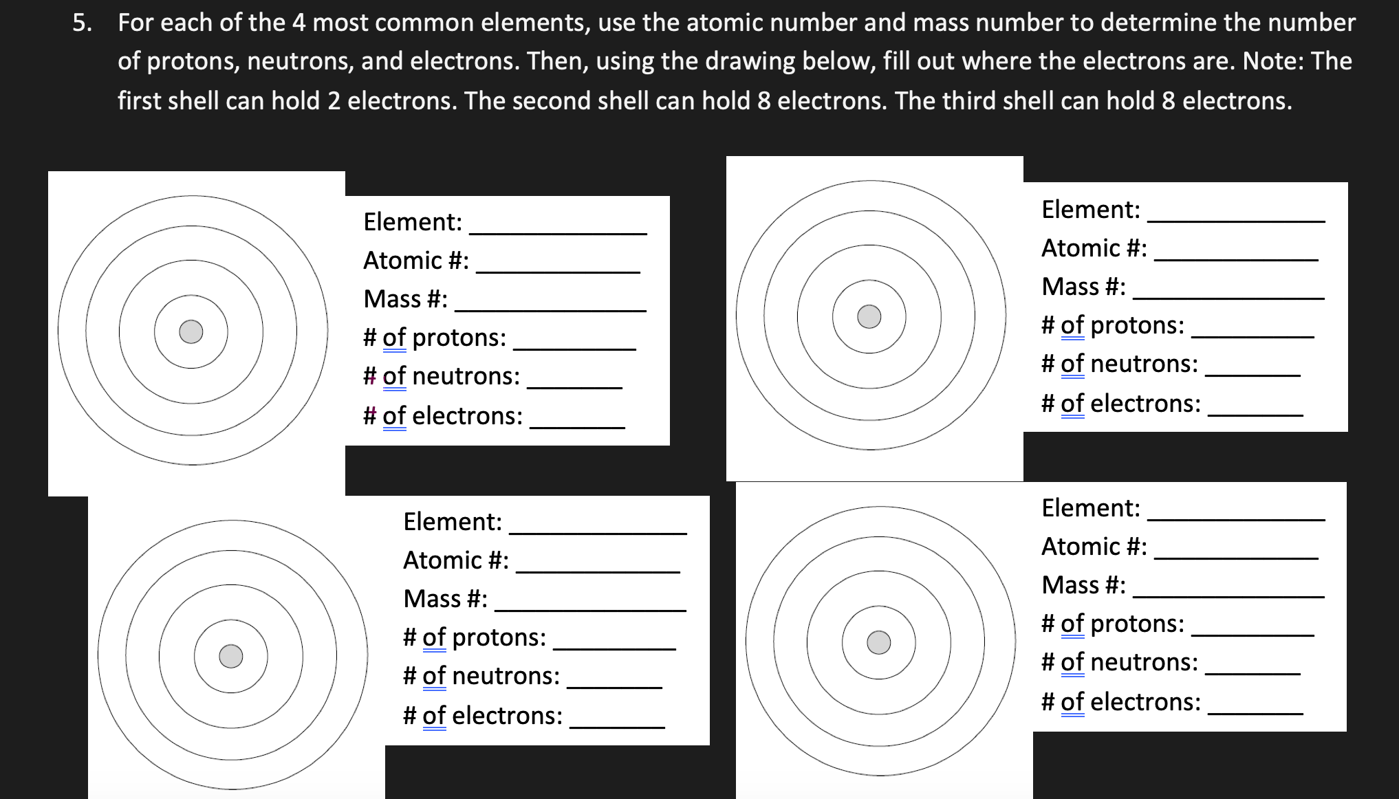 Solved 5. For each of the 4 most common elements, use the | Chegg.com