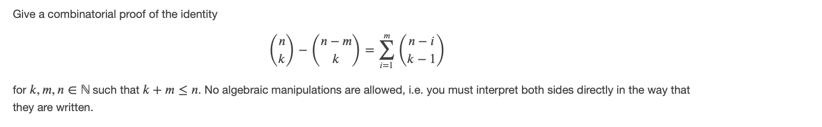 Solved Give a combinatorial proof of the identity | Chegg.com