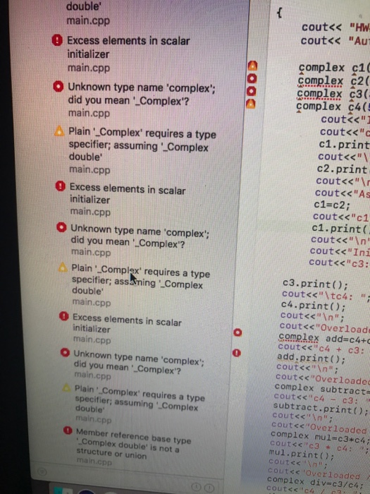 HWH8 Complex number class For HW 8 you will build a | Chegg.com