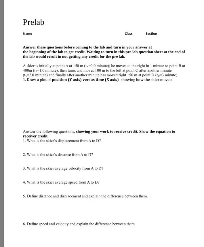 Solved Prelab Name Class Section Answer these questions | Chegg.com