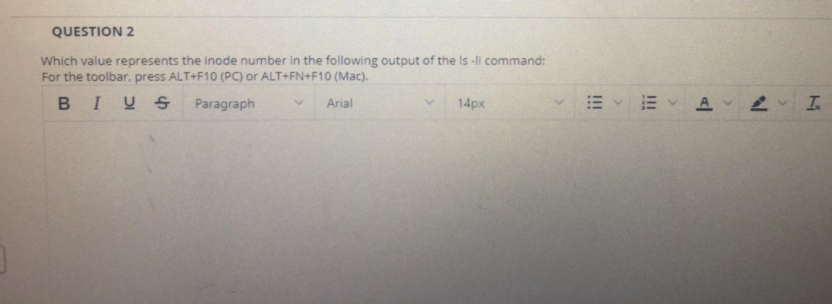 Solved QUESTION 2 Which value represents the inode number in | Chegg.com