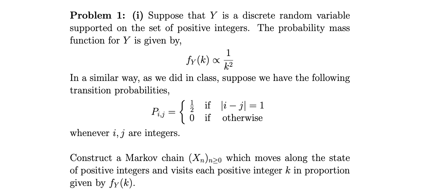 Problem 1: (i) Suppose that Y is a discrete random | Chegg.com