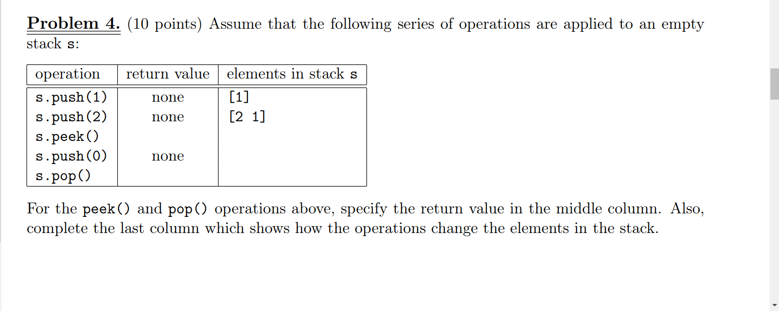 Solved Problem 4. (10 points) Assume that the following | Chegg.com