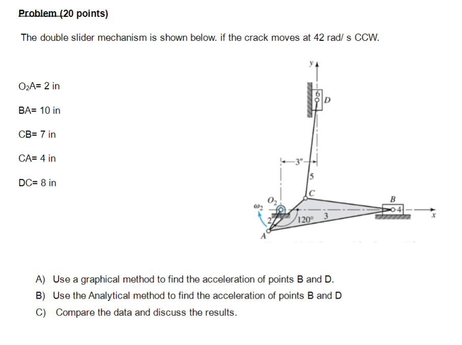 Solved Problem(20 ﻿points)The double slider mechanism is | Chegg.com