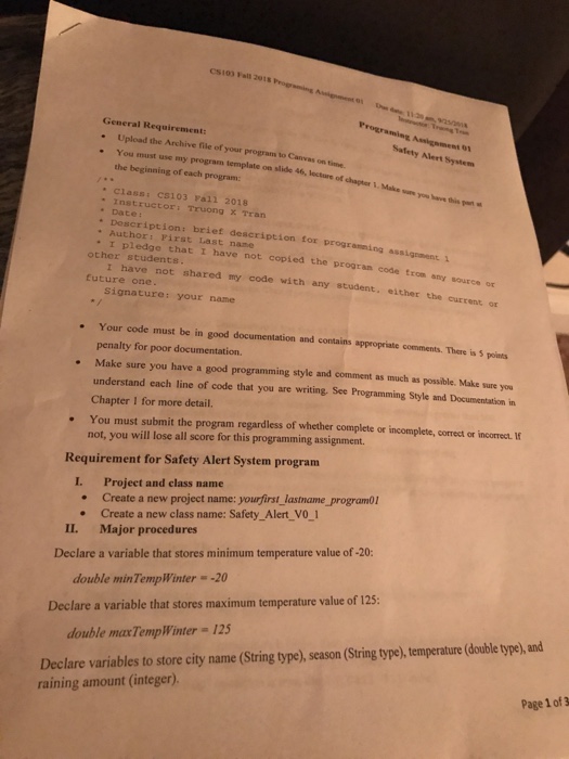 Solved Cs103 Fall 2018 Programing P rograming General | Chegg.com