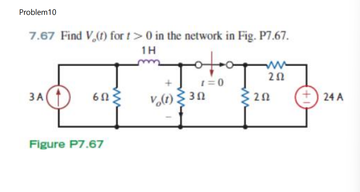 Solved Problem107.67 ﻿Find V(t) ﻿for t>0 in ﻿the network in | Chegg.com