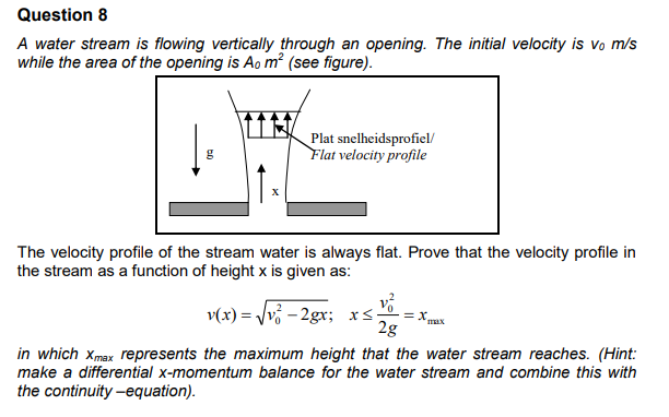 Solved Question 8 A water stream is flowing vertically | Chegg.com