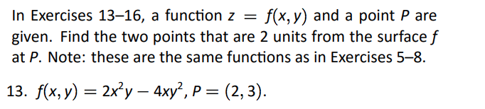 Solved In Exercises 13-16, a function z-f(x,y) and a point P | Chegg.com