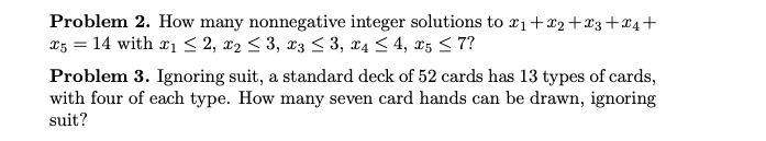 Solved Problem 2. How many nonnegative integer solutions to | Chegg.com