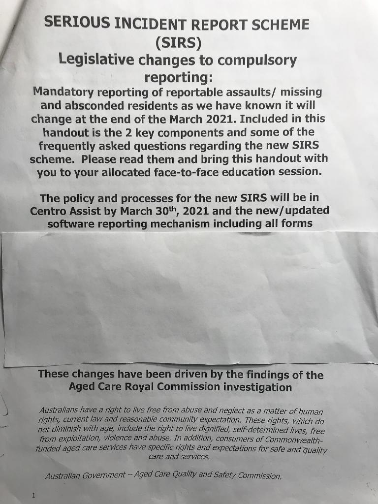 SERIOUS INCIDENT REPORT SCHEME (SIRS) Legislative | Chegg.com