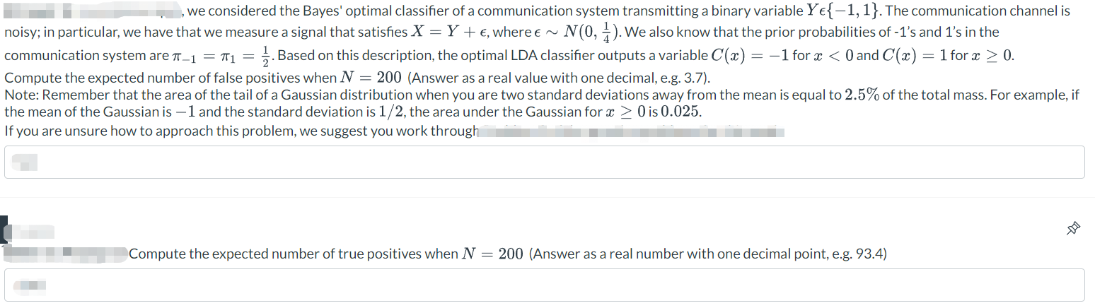 Solved We Considered The Bayes Optimal Classifier Of A