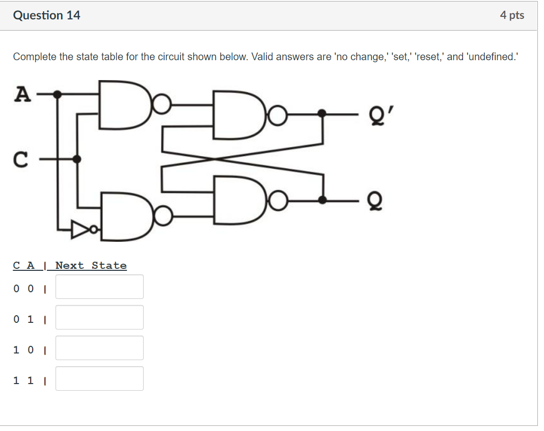 Solved Complete the state table for the circuit shown below. | Chegg.com