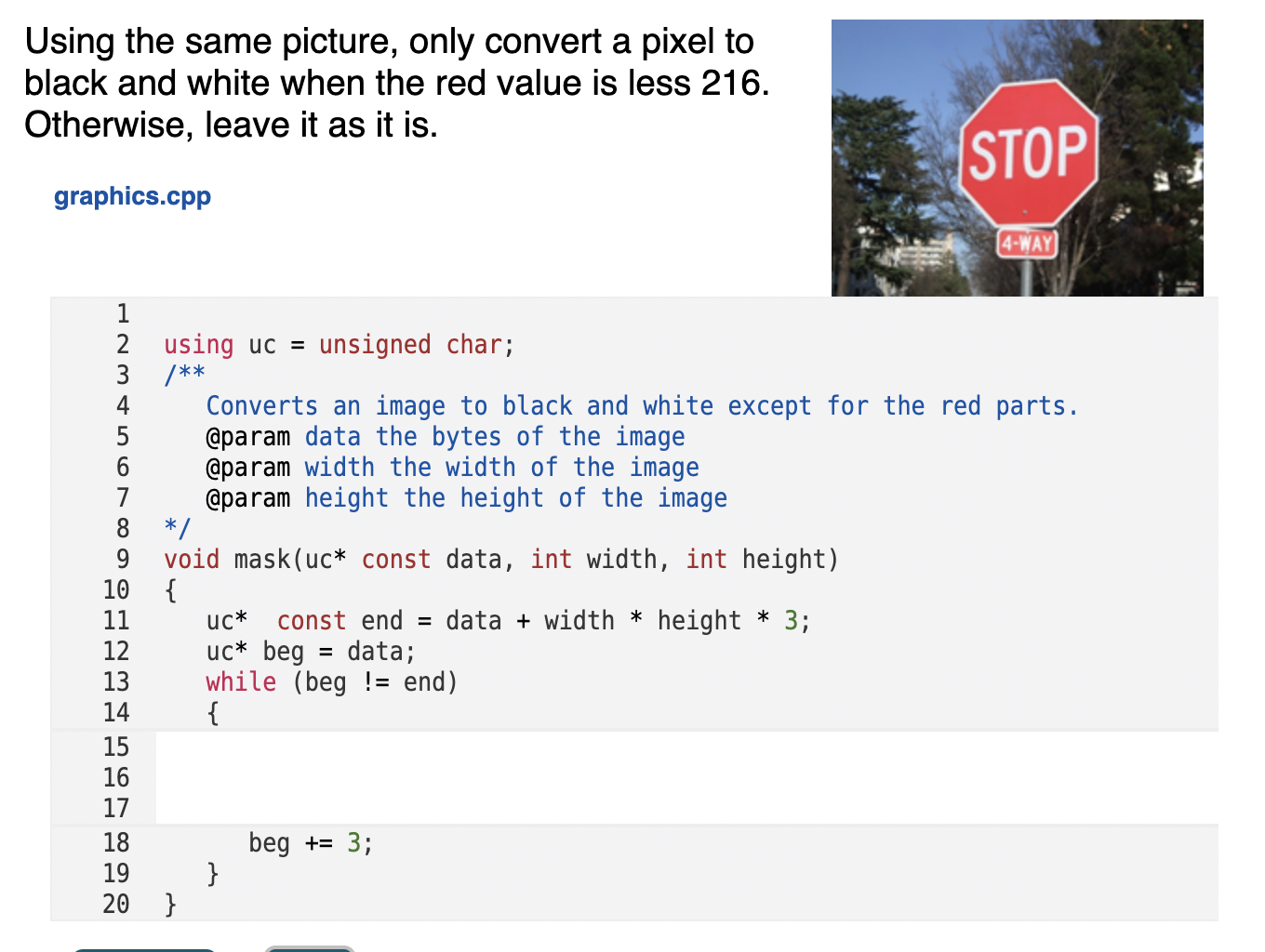 Solved Using the same picture, only convert a pixel to black | Chegg.com
