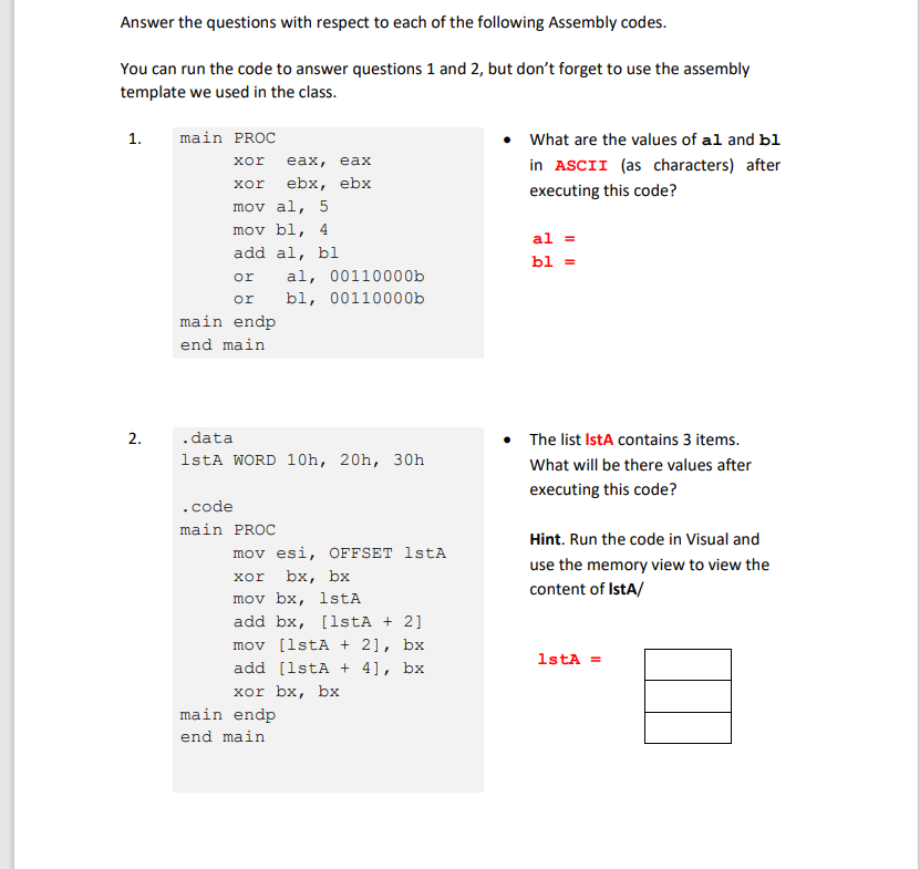 Solved Answer the questions with respect to each of the | Chegg.com