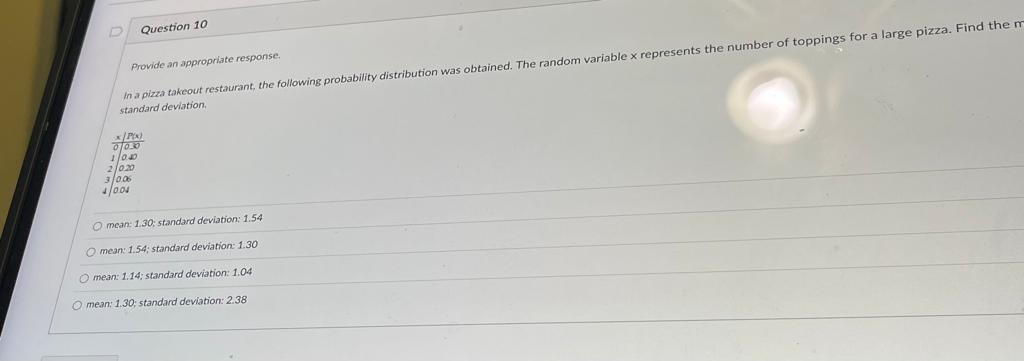 Solved Question 10 Provide an appropriate response. In a | Chegg.com
