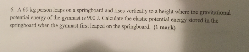 Solved 6. A 60-kg person leaps on a springboard and rises | Chegg.com