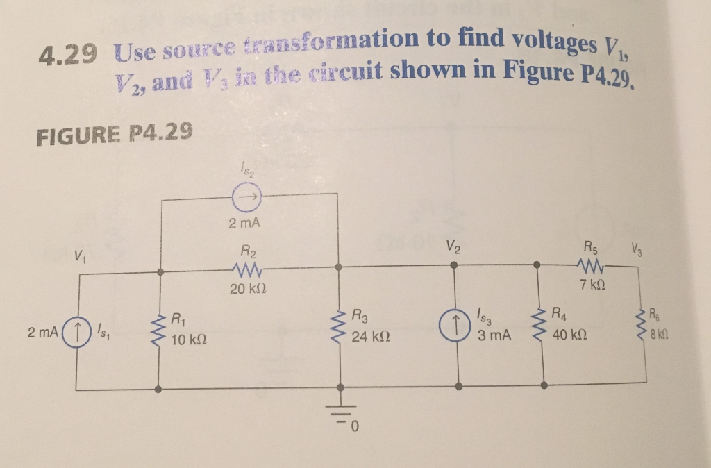 Solved 4.27 Use source transformation to find voltage V, and | Chegg.com